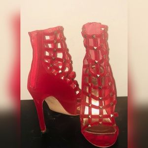 Shoes | Red Caged Heels | Poshmark